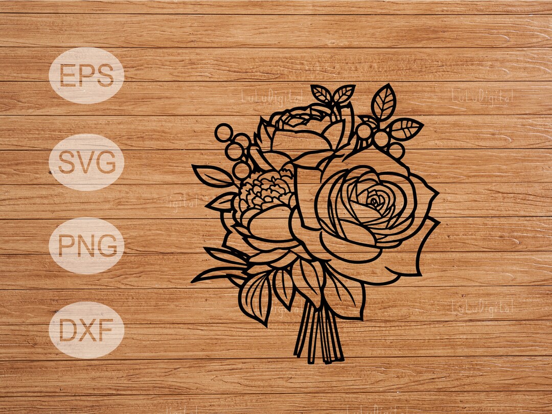 Bouquet of Roses Svg, Rose Clipart, Roses Clipart, Roses Cut File, Rose ...