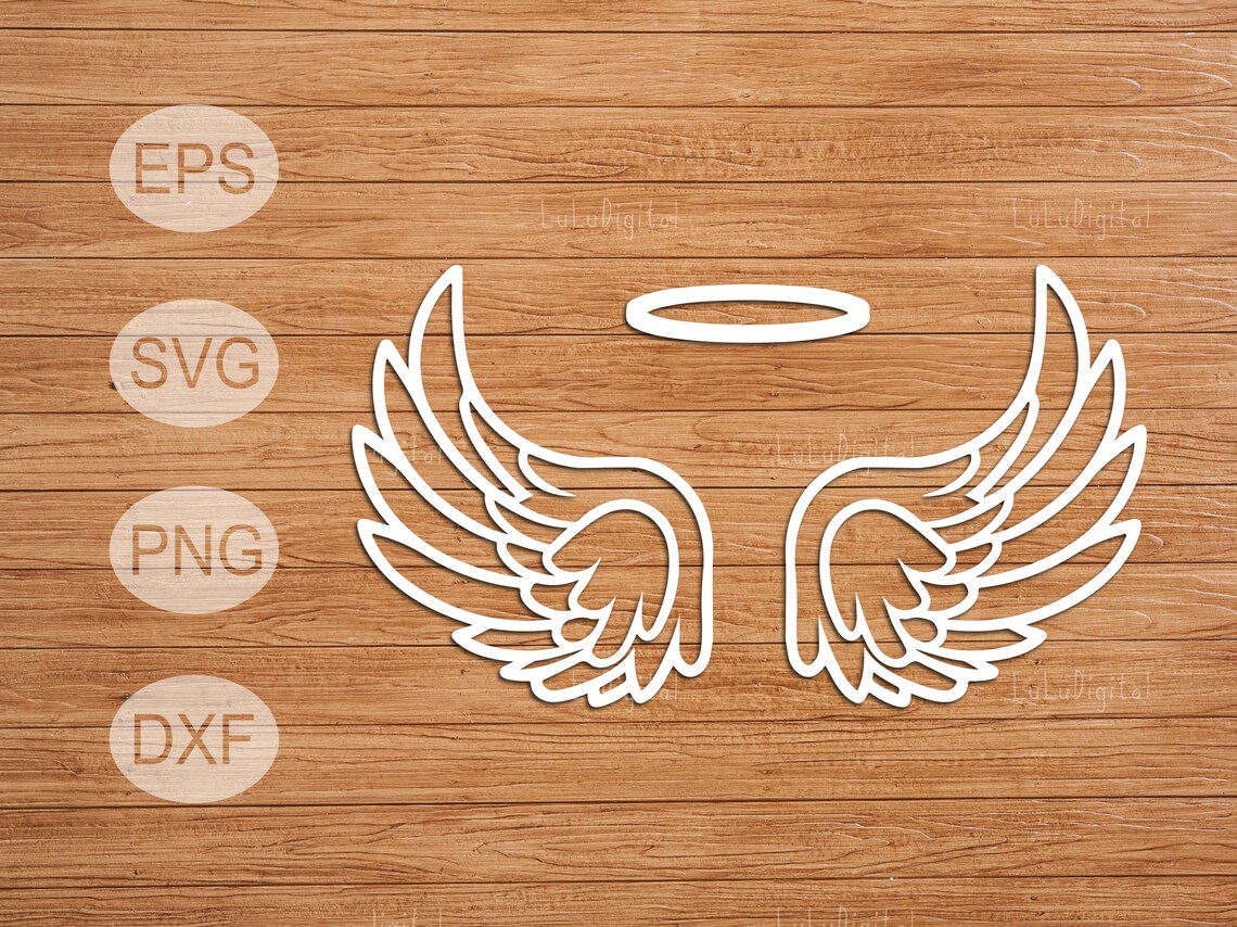 Angel Wings With Halo, Angel Wings, Vector, Halo Svg, Cut File, Svg ...
