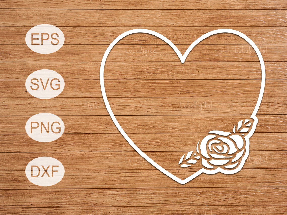 Coeur avec rose/ cadre de coeur/ svg, png, eps, dxf - Etsy Canada