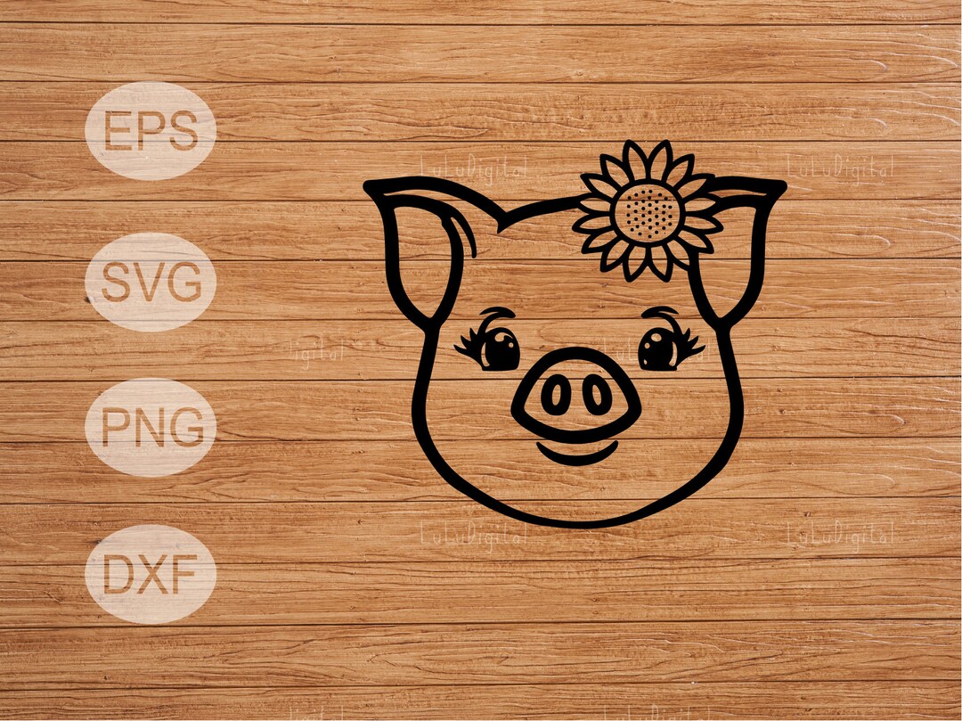 Pig Face Svg File, Pig With Flowers Svg, Pig Flower Svg, Pig Svg File ...