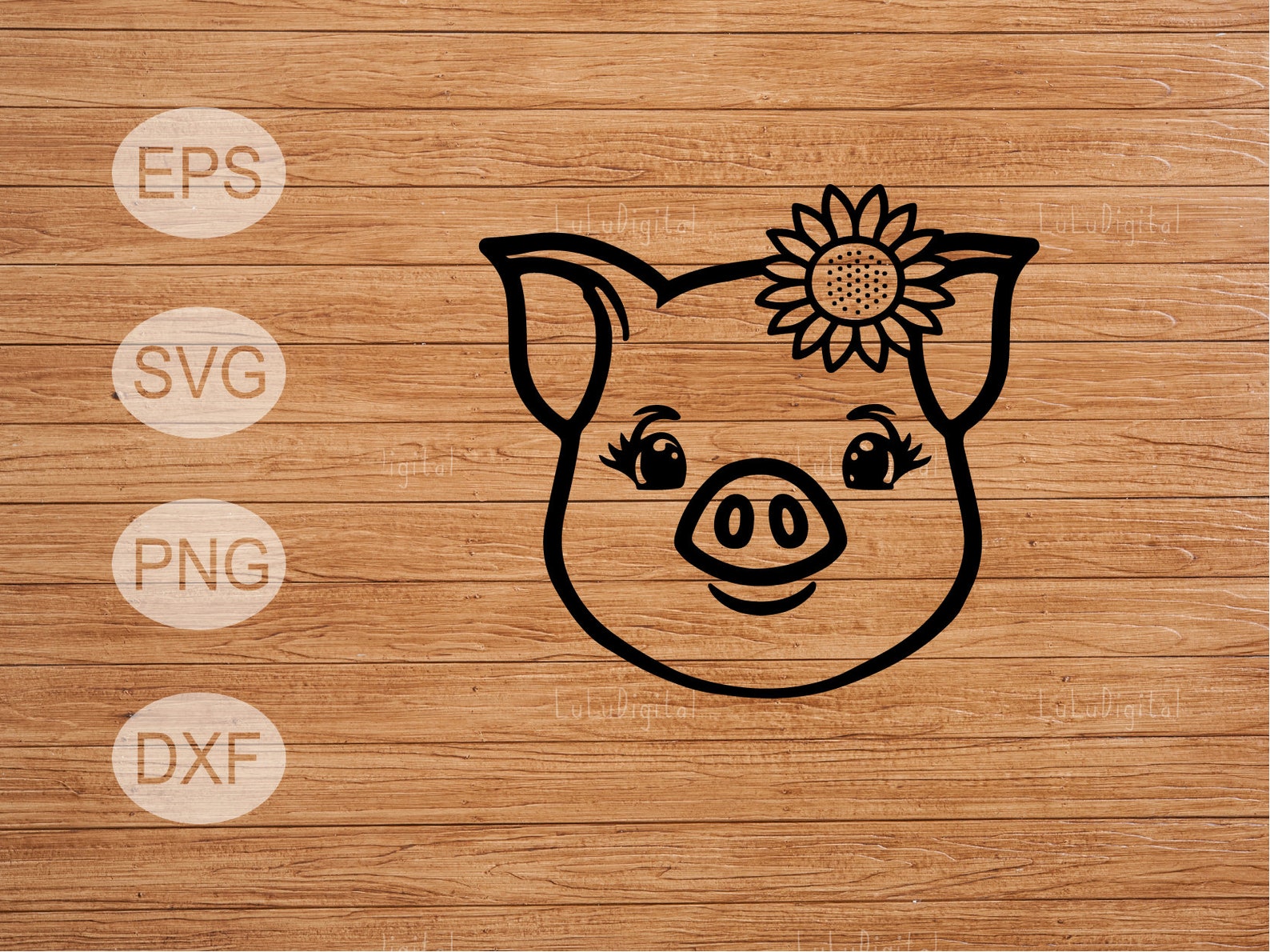 Pig Face Svg File, Pig With Flowers Svg, Pig Flower Svg, Pig Svg File ...