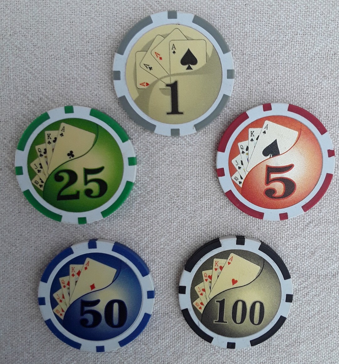 Five Solid Rubber Poker Chips - Etsy