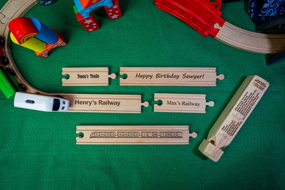 Personalized Brio Train Track | Laser Engraved Wooden Train Track Piece ...
