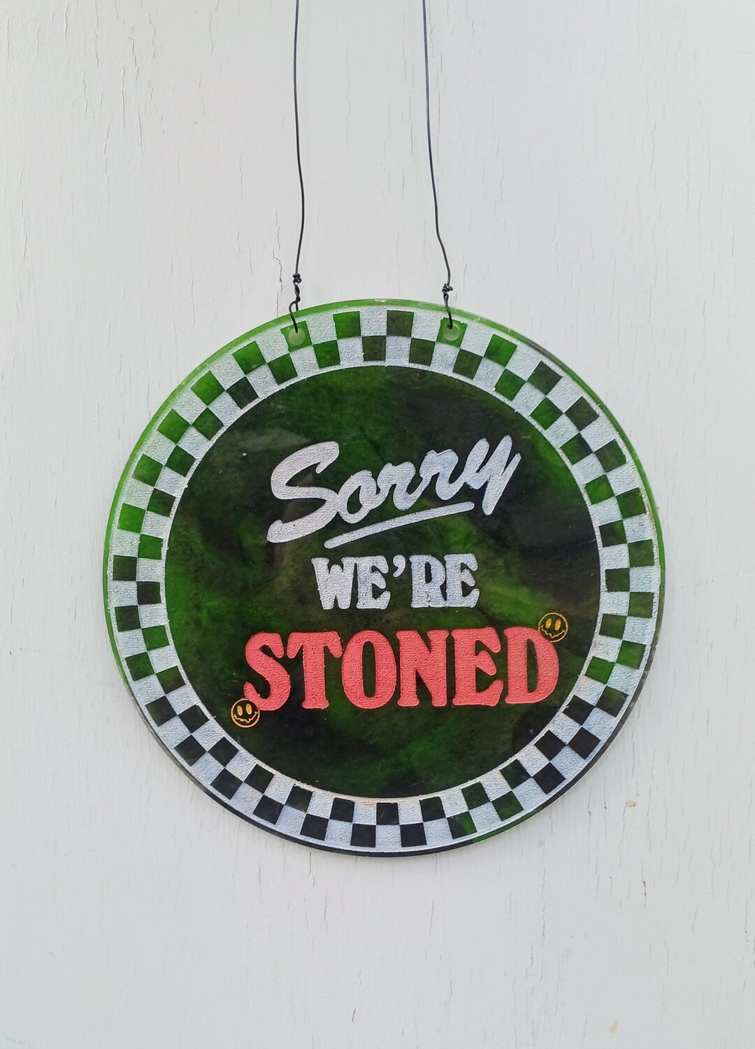 Checkered Resin Sorry We're Stoned Sign - Etsy