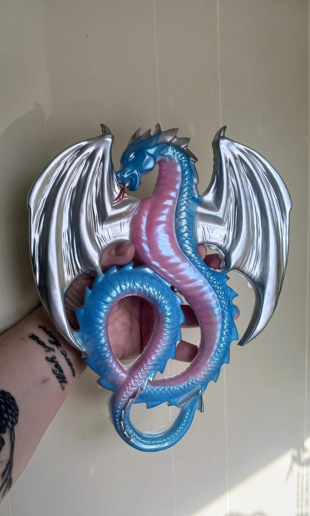 Glow in the Dark Blue & Pink Dragon Resin Wall Art - Large - Etsy