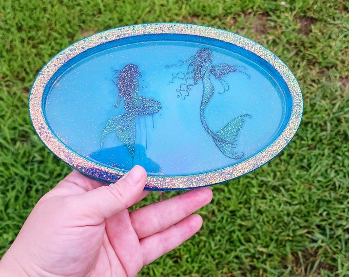 Blue Underwater Mermaids Glitter Tray Ring Dish - Etsy