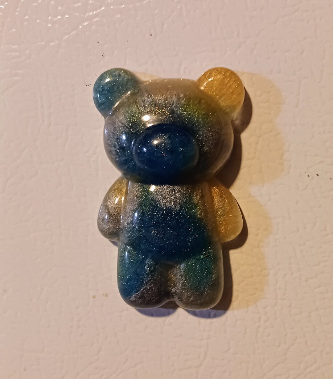 Resin Teddy Bear Magnet Gold & Blue - Etsy
