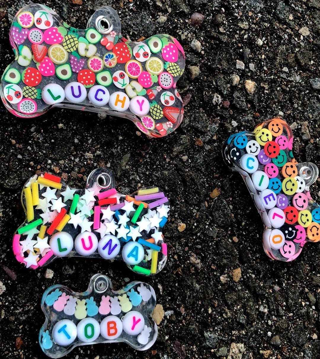 Personalized Pet ID Tags With Letter Beads-tag Dog Tag-resin Dog Tag ...