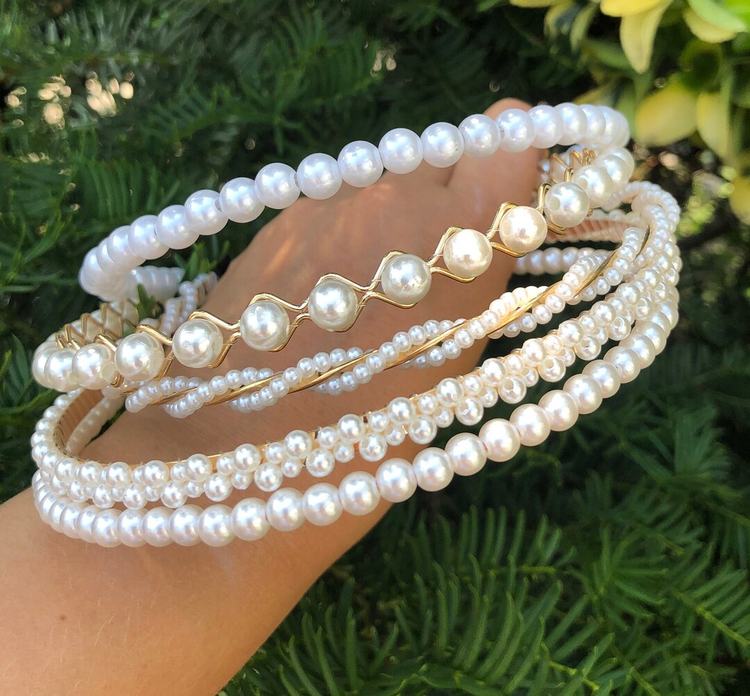 Handmade Pearl Wedding Headband: Beaded Bridal Hair Accessory - Etsy