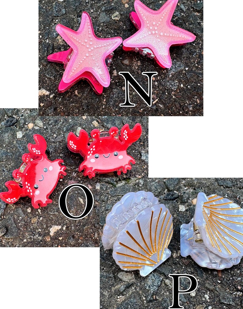 Ocean Hair Clip Set: Dainty Sea Creature Resin Barrette - Etsy