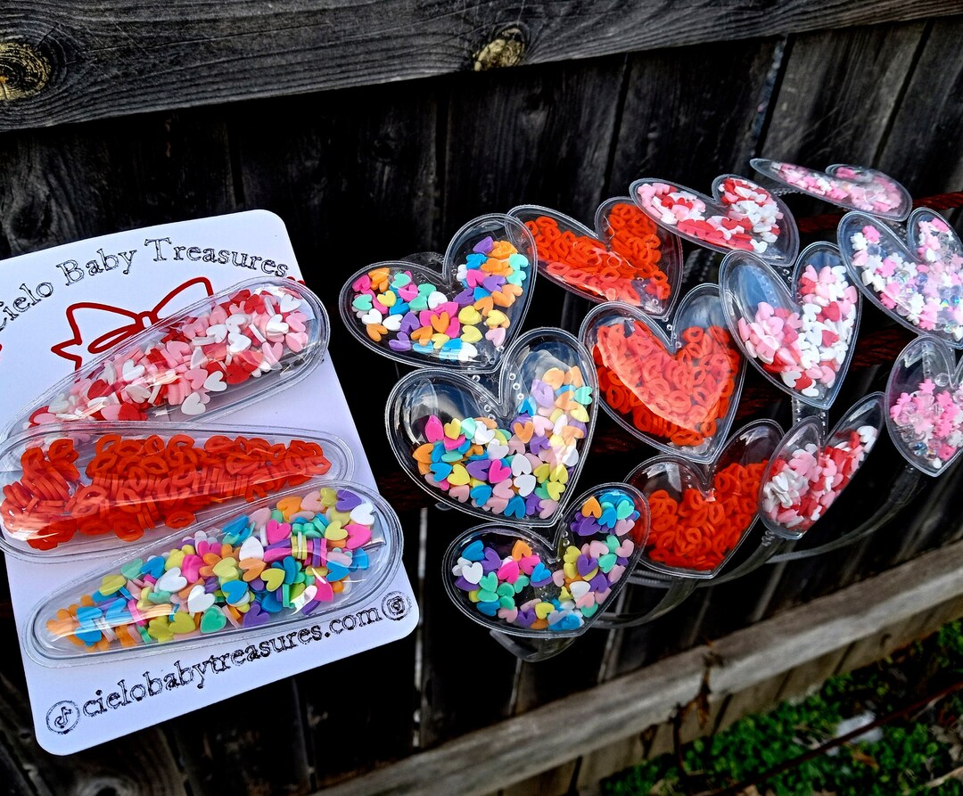 Hearts Plastic Headbands-valentine Day Shaker Kisses Snap Clip Colorful ...