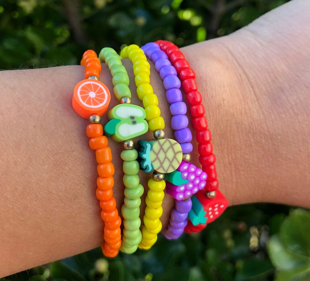 Fruit Beaded Bracelet: Summer Preppy Polymer Clay Charm - Etsy
