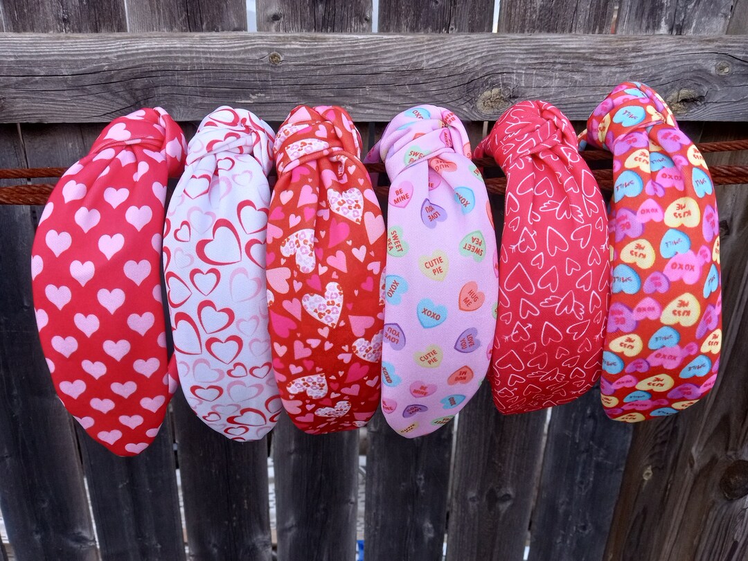 Valentine's Day Knotted Headbands Hearts Conversation-red, Pink, White ...