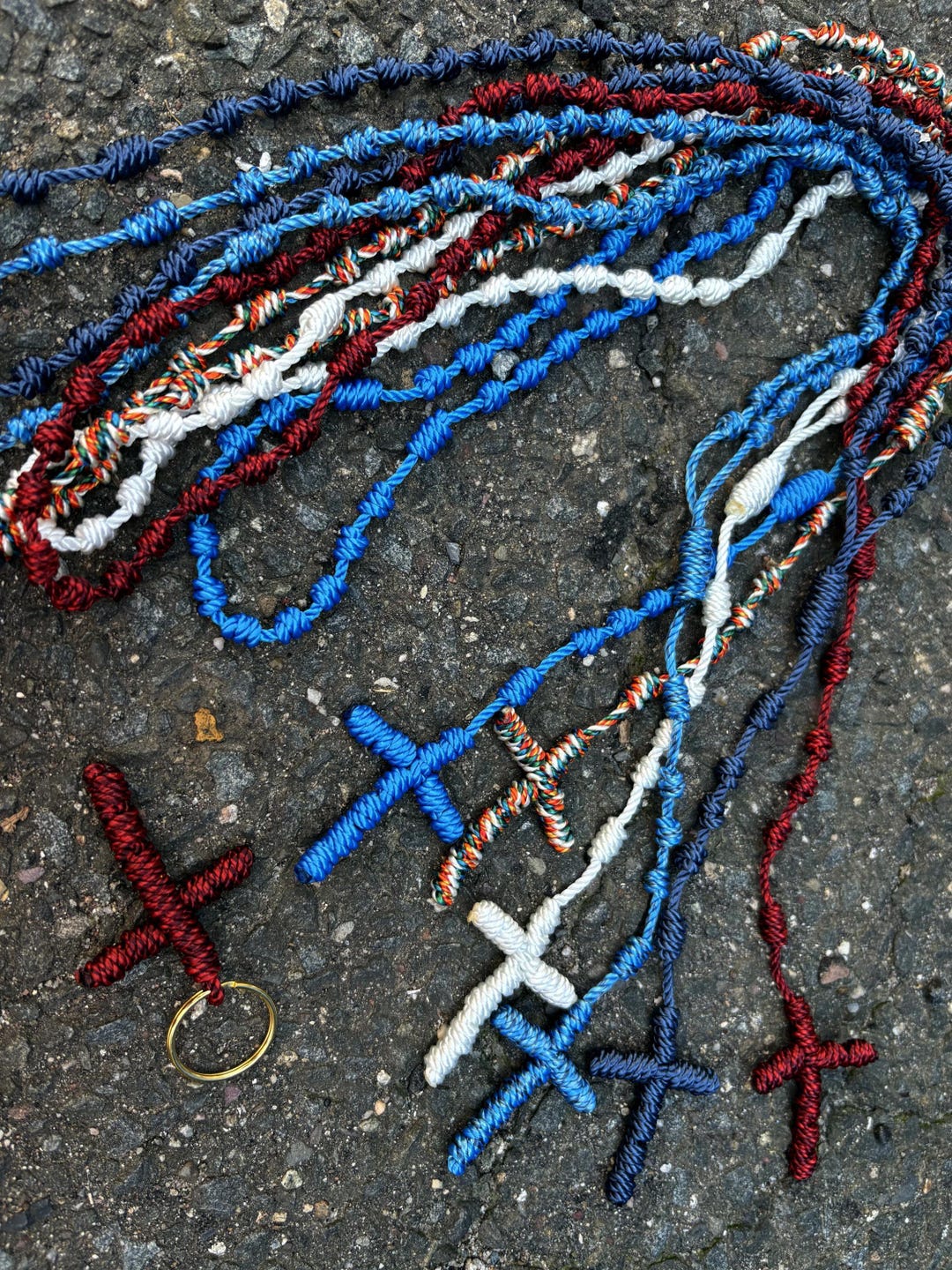 Large Knotted Cord Rosary, Black, Olive Green, Rosary,twine Rosary,rope ...