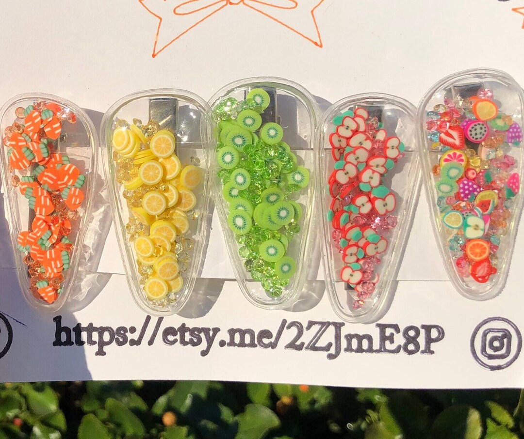 Fruits Shaker Snap Clips-confetti Mix Fruits Clip/lemon,apple,carrots ...