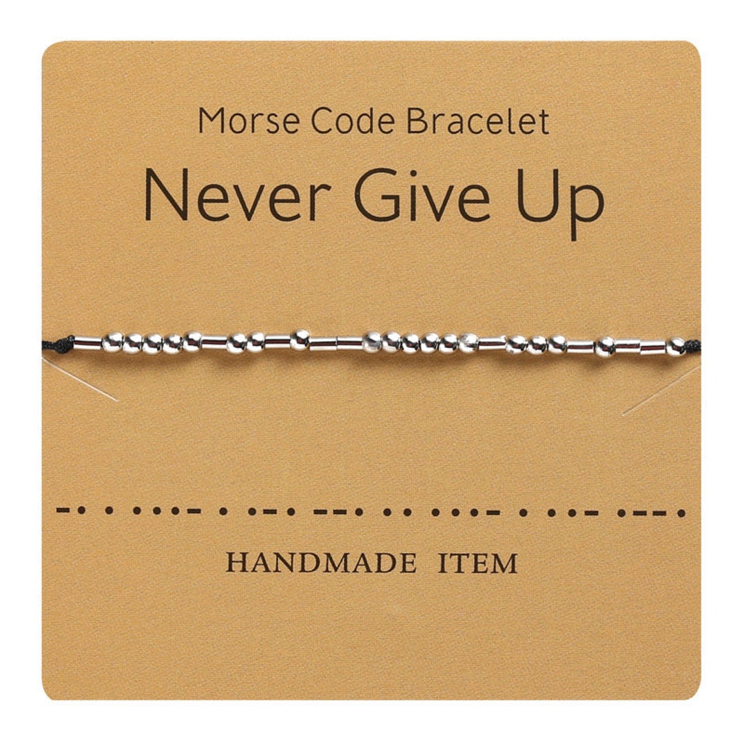 Morse Code Secret Message never Give Up Friendship Couple Adjustable ...