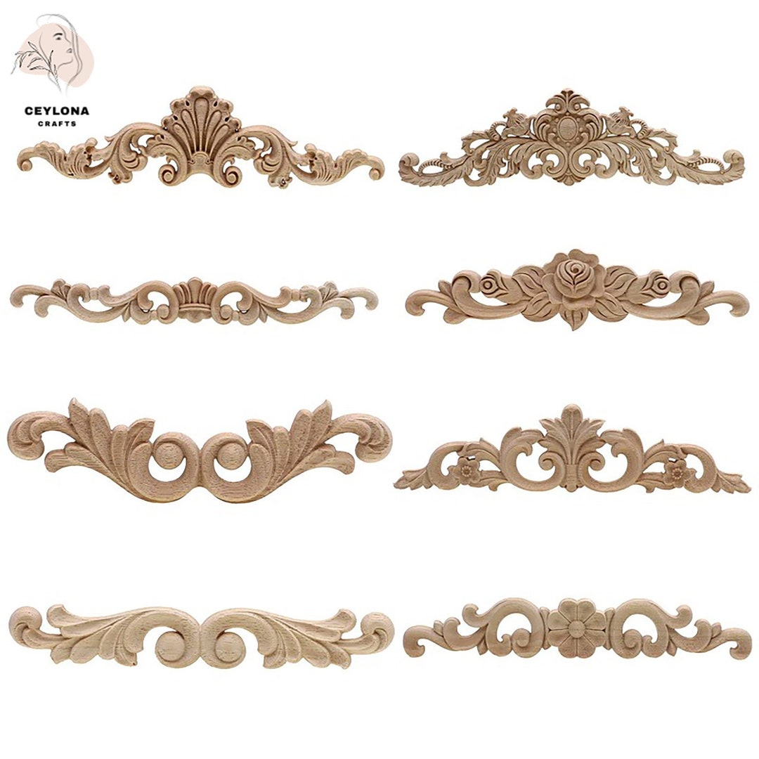 Corner Wood Applique Only Wood Carved Unpainted Figurines for Doors ...