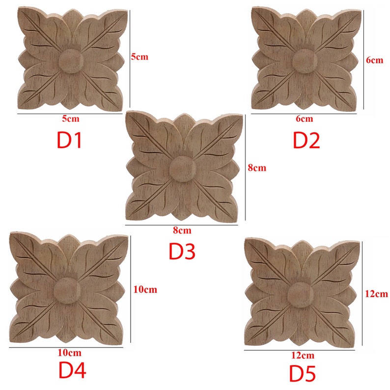 Flower Carving Natural Wood Applique Only Wood Carved - Etsy