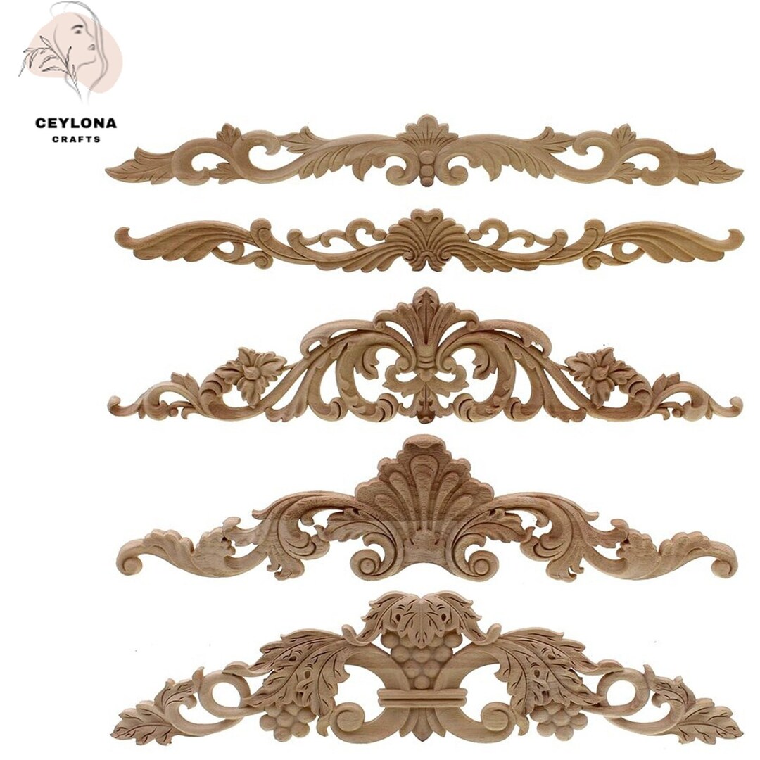 Corner Wood Applique Only Wood Carved Unpainted Figurines for Doors ...