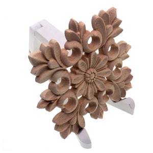 New Flower Wood Carving Natural Wood Appliques for Furniture - Etsy