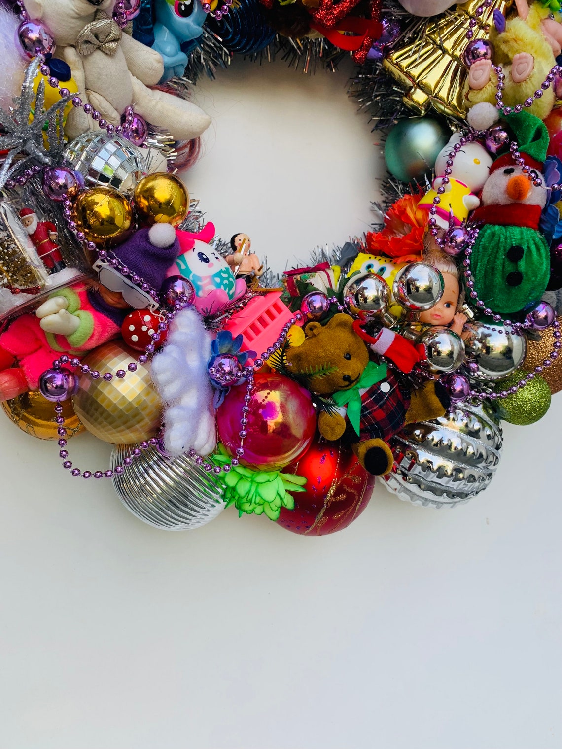 Kitsch Christmas Wreath, Upcycle Wreath, Colourful Wreath for Front ...