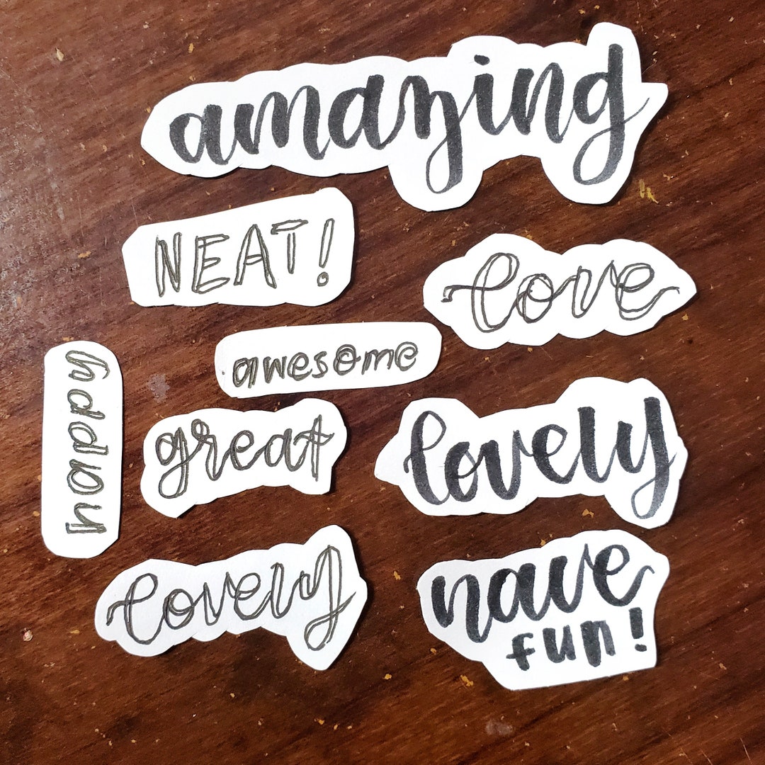 Hand Drawn Scrap Lettering Sticker Pack - Etsy