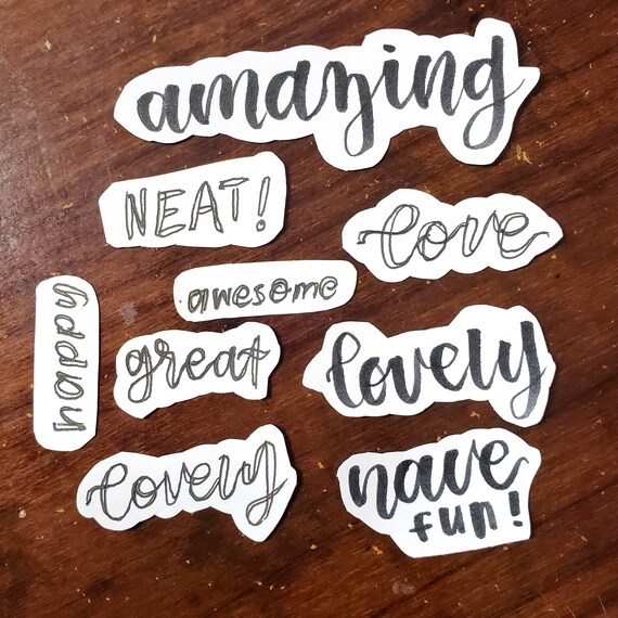 Hand Drawn Scrap Lettering Sticker Pack | Etsy