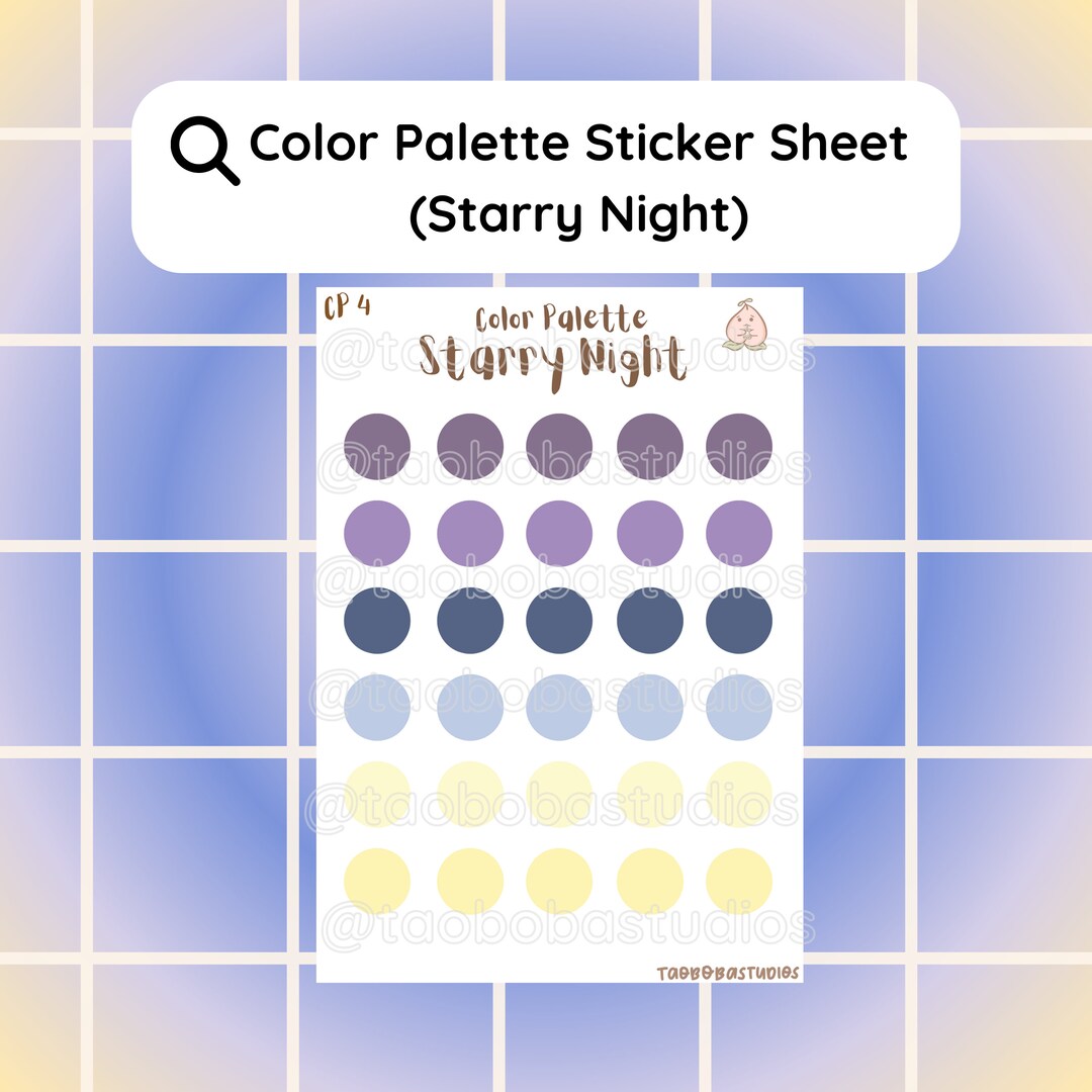 Starry Night Color Palette Sticker Sheet Deco Stickers Aesthetic ...