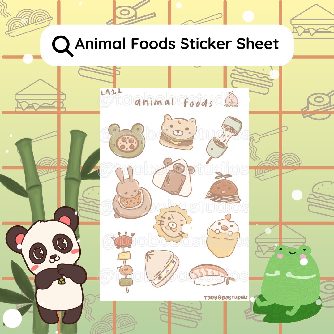 Animal Foods Sticker Sheet Aesthetic Stickers Journal Stickers Cute ...