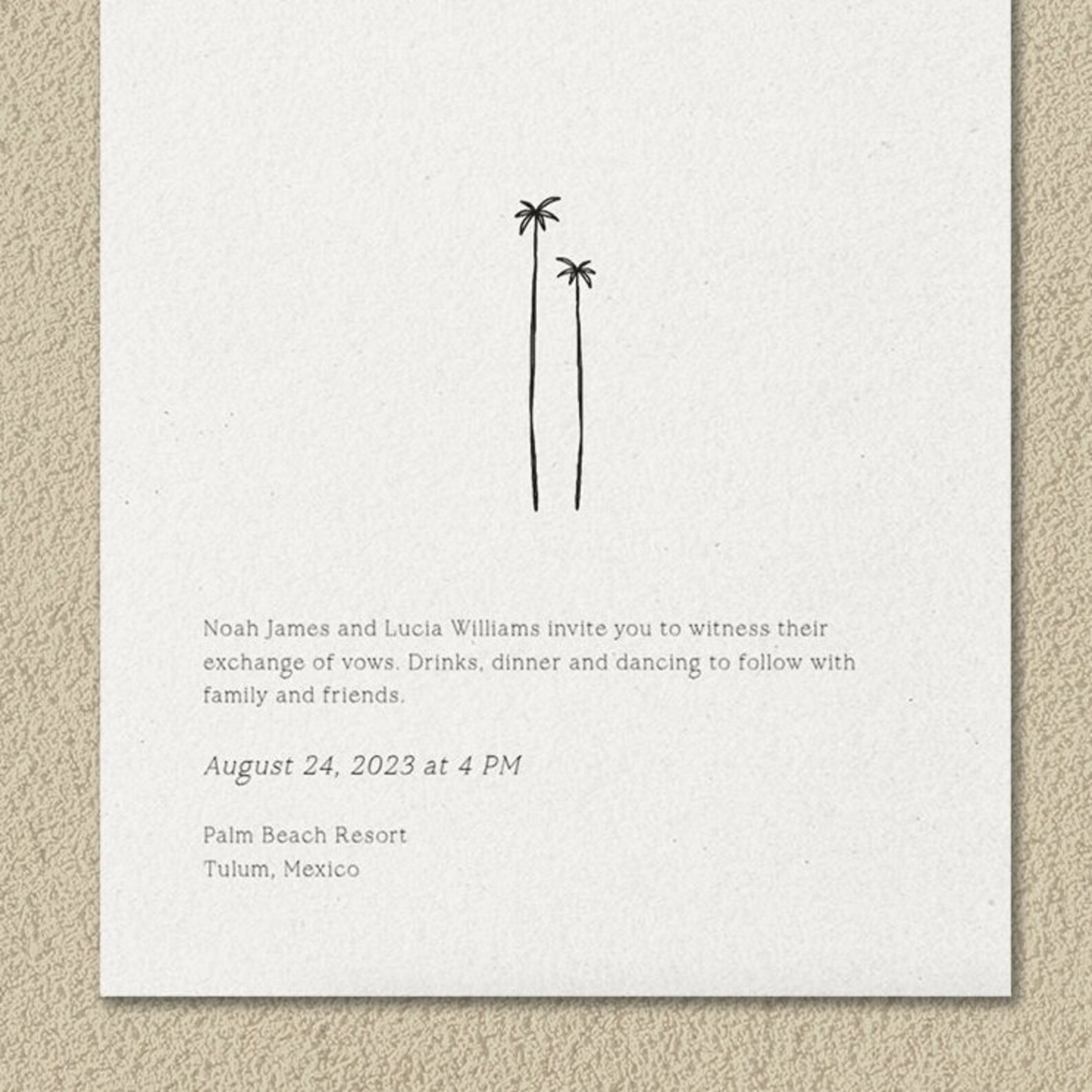 Palm Tree Wedding Invitation Tropical Beach Wedding Minimal - Etsy