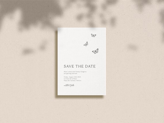 C27 Butterfly Wedding Save the Date Template Garden Theme - Etsy