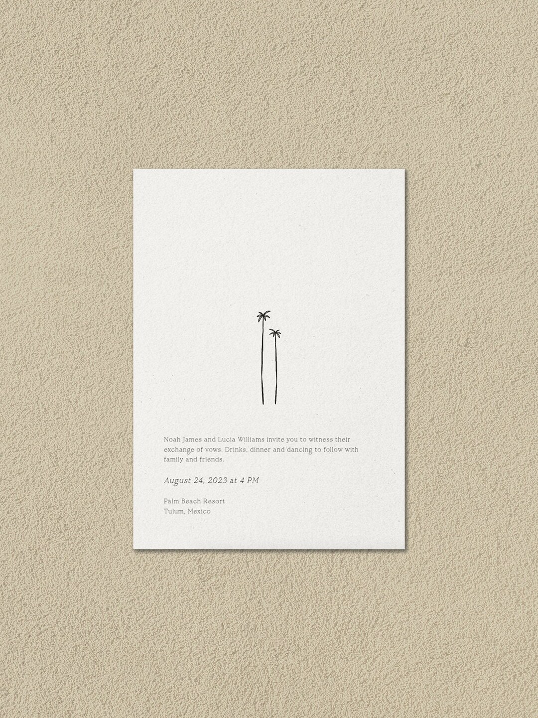 Palm Tree Wedding Invitation, Tropical Beach Wedding, Minimal Wedding ...