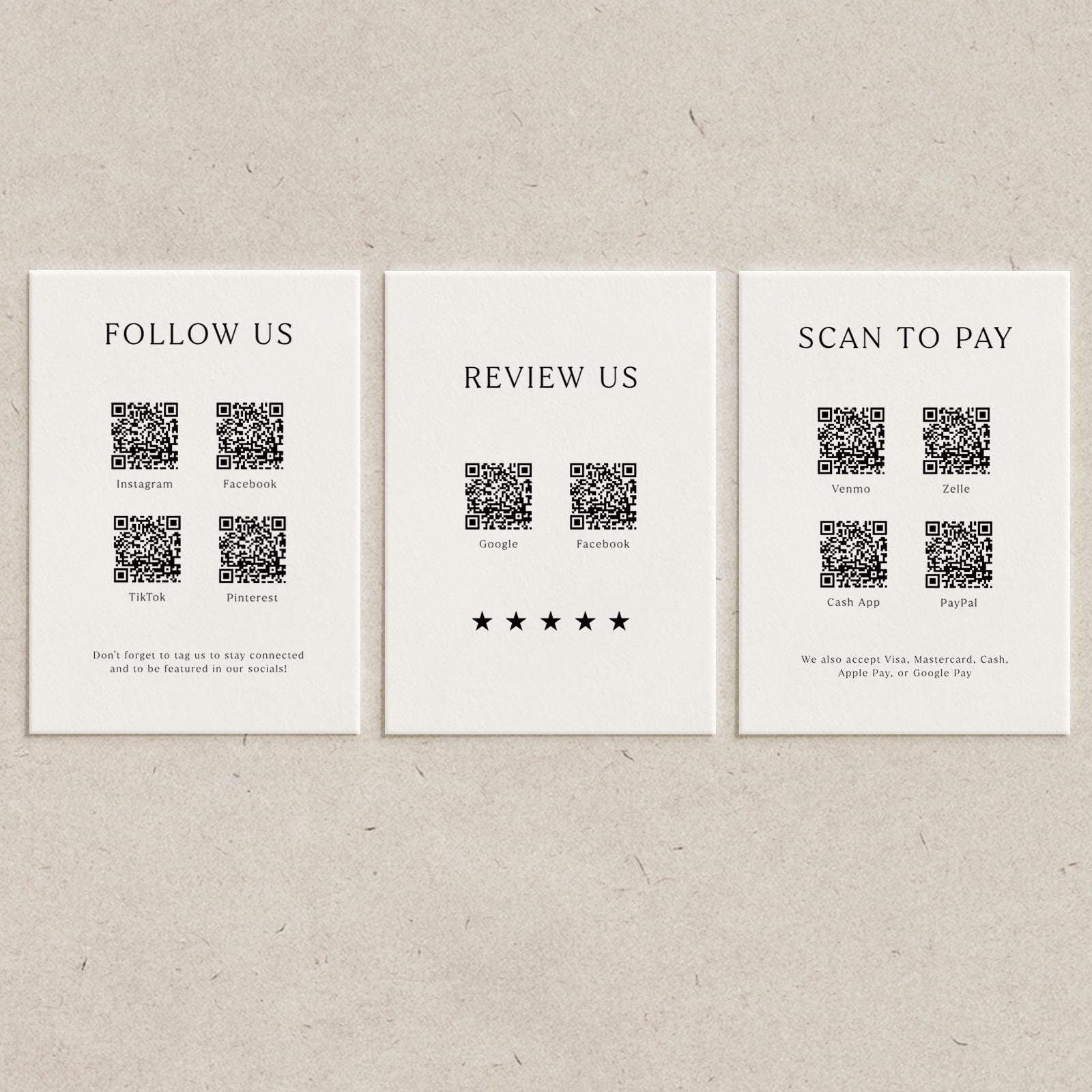 Minimal Scan to Pay Template, QR Code Sign, Paypal Payment Sign, Venmo ...