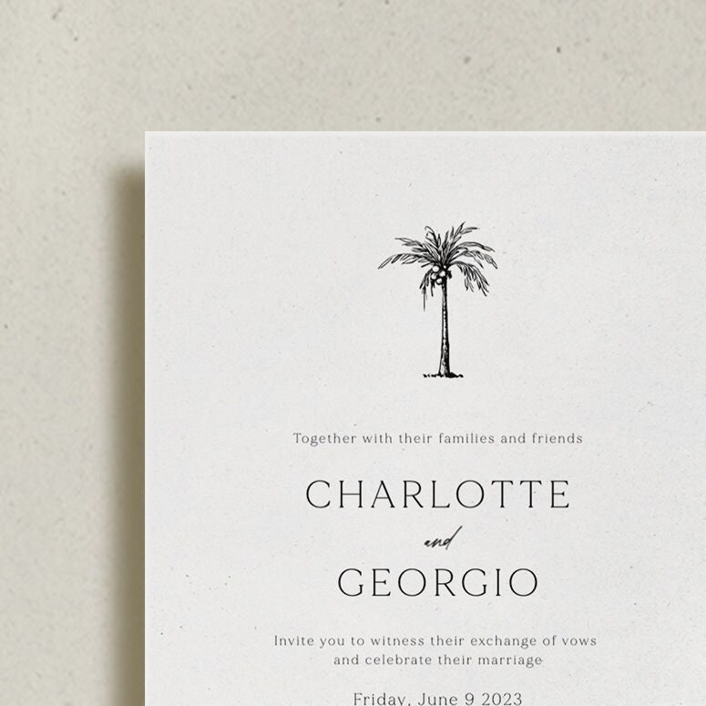 C25 Palm Tree Wedding Invitation Tropical Beach Wedding - Etsy