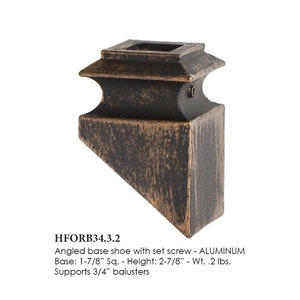 Oil Rubbed Bronze 34.3.2 Angled Base Shoes for 3/4 Inch Square Mega ...
