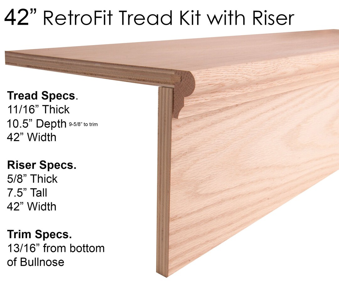 42-inch Retrofit Tread Kit With Riser Remove Carpet Add Hardwood for Stair Remodel - RETRO-42 - Etsy