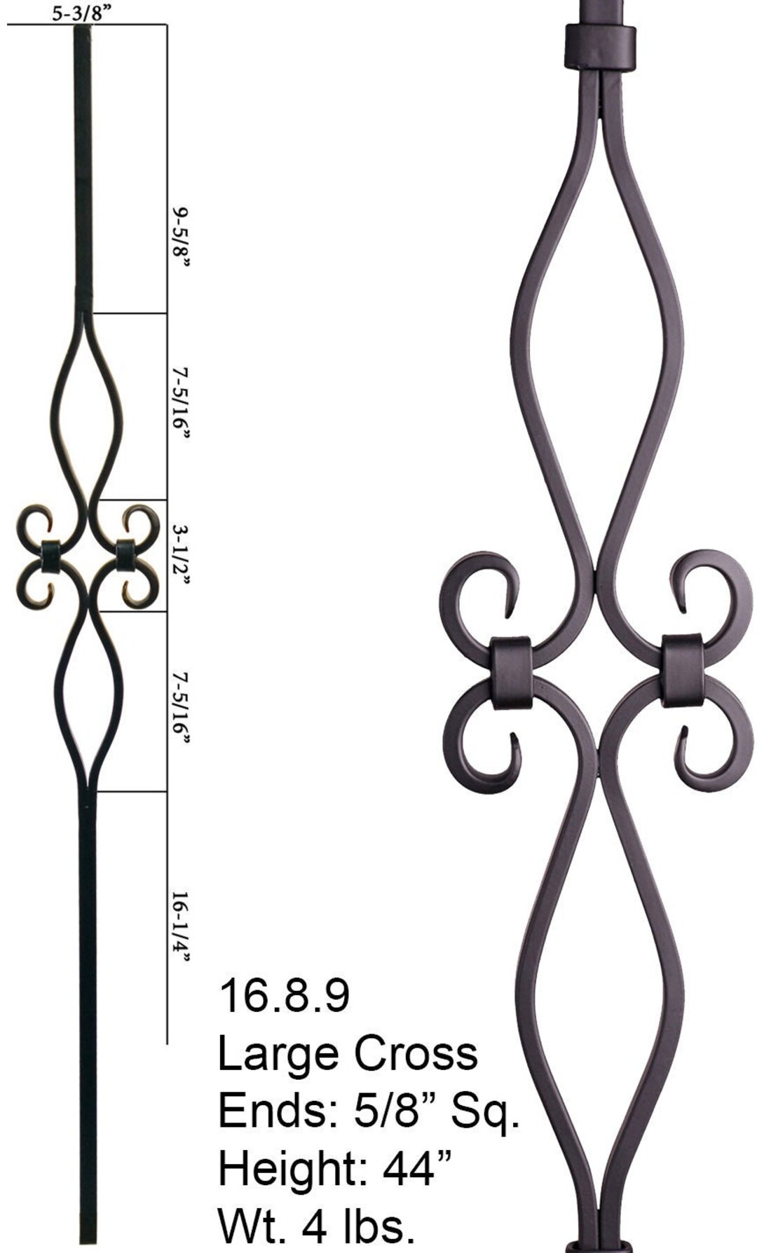 Satin Black 16.8.9 Designer Diamond Hollow Iron Baluster for Staircase ...