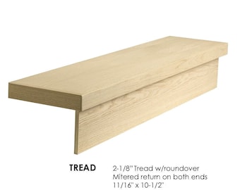 54-inch Modern Retrofit Return Engineewhite Wood White Oak Tread Kit ...