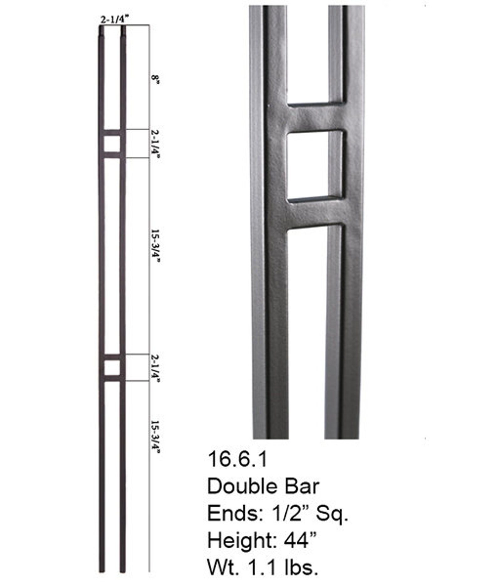 Ash Grey 16.6.1 Double Bar Square Hollow Iron Baluster for - Etsy