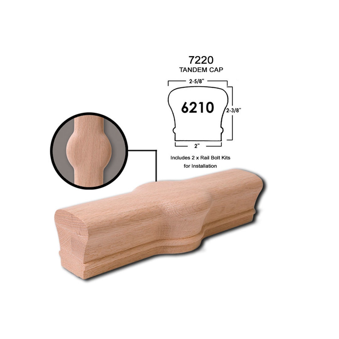 7220 Red Oak Tandem Cap 6210 Wood Staircase Handrail Fitting - Etsy