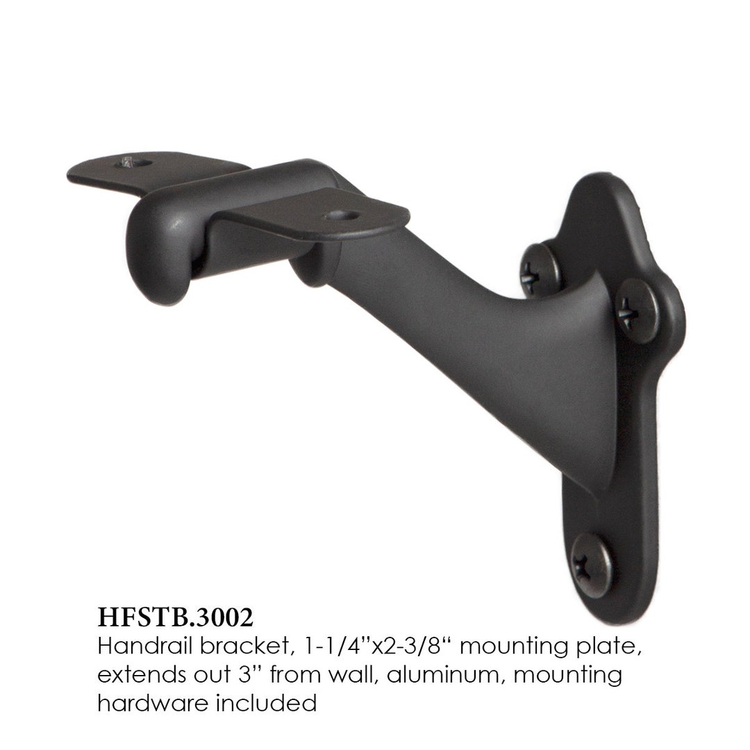 Satin Black 3002 Handrail Mounting Bracket for Wood Wall Railing HFSTB ...