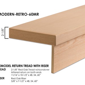 60-inch Modern Retrofit Return Engineered Wood Red Oak Tread Kit for ...