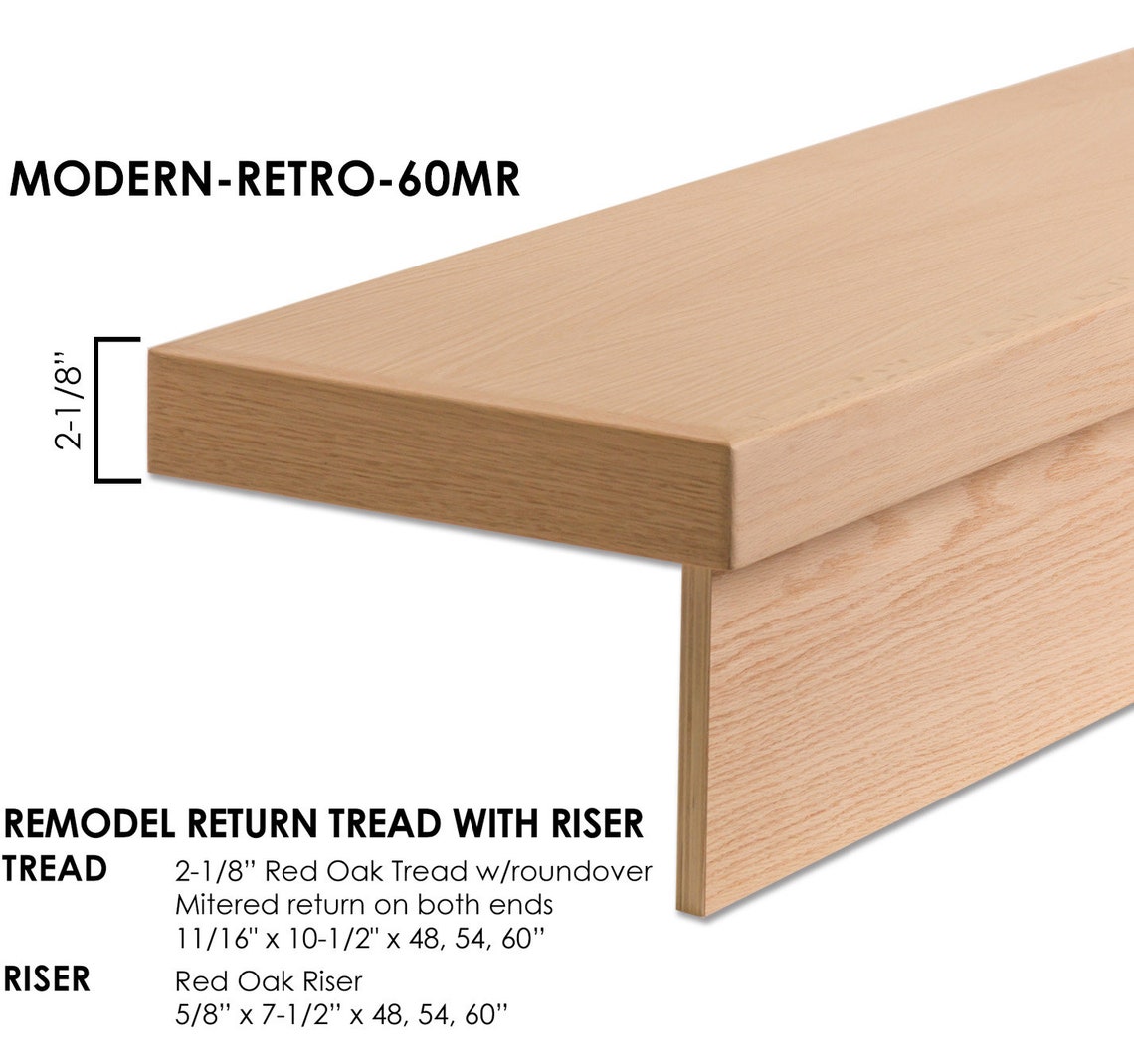 60-inch Modern RetroFit Return Engineered Wood Red Oak Tread | Etsy