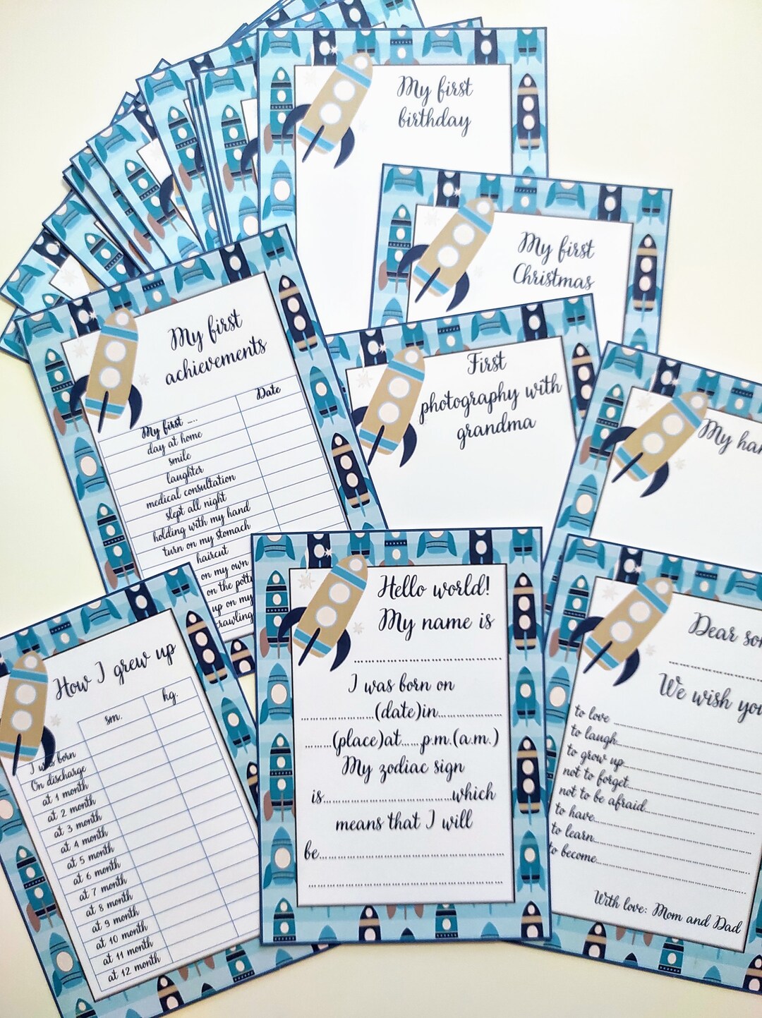 Rocket Baby Boy Digital Milestone Cards, Baby Gift,baby Shower Gift ...