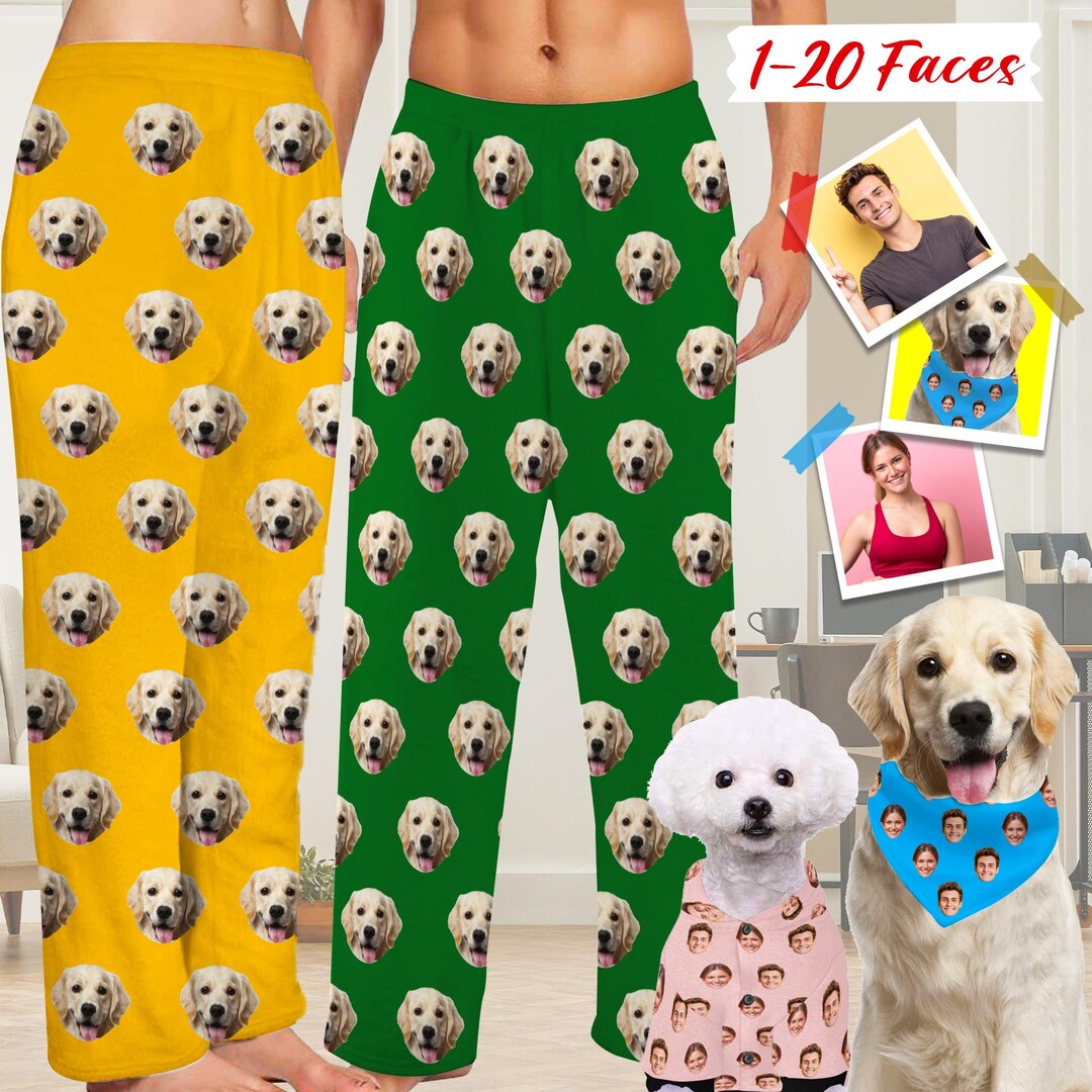 Custom Photo Coral Fleece Pajama Pants,personalized PJS With Dog Face ...
