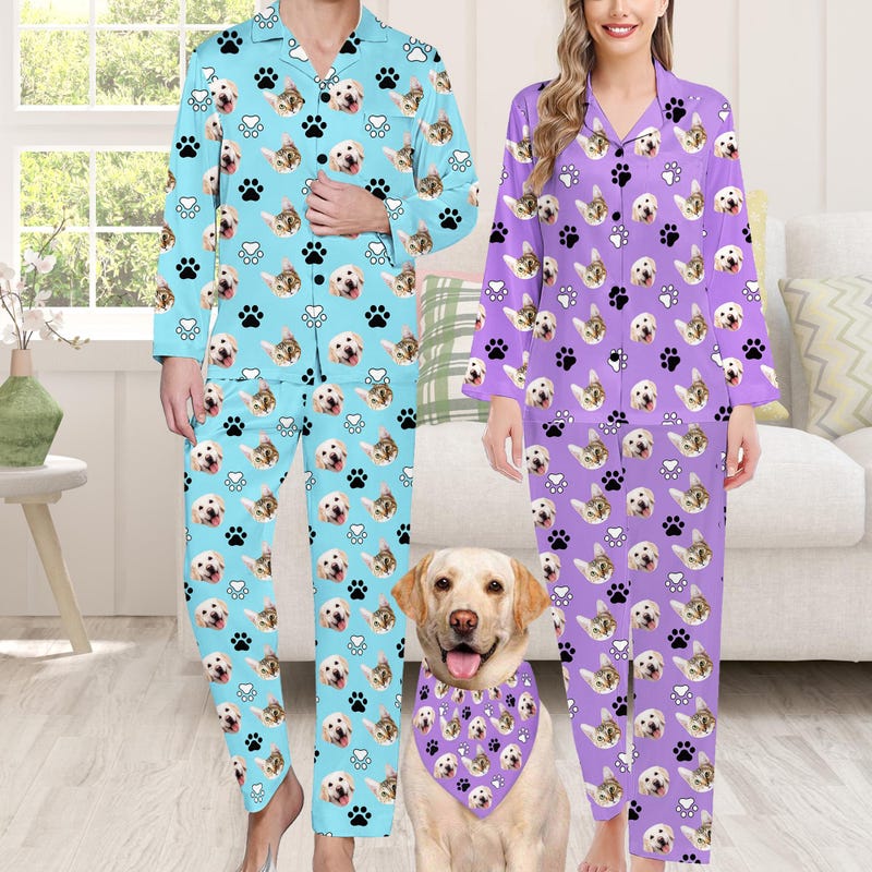 Cat Print Pajamas - Etsy