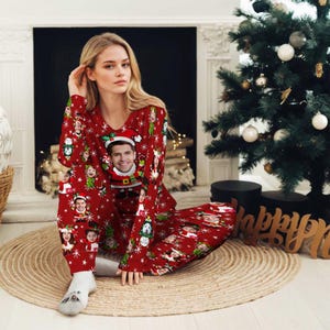 Custom Santa Pajamas,family Faces Pajamas Sets,photo Face Pajamas ...