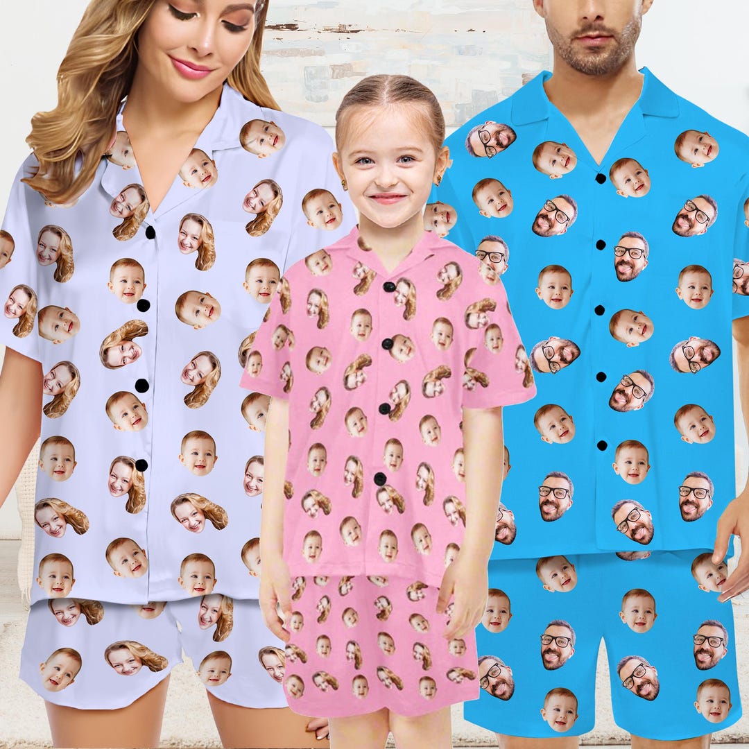 Face Pajamas.family Pajamas Set,women Short Sleeve Pajama,couple ...