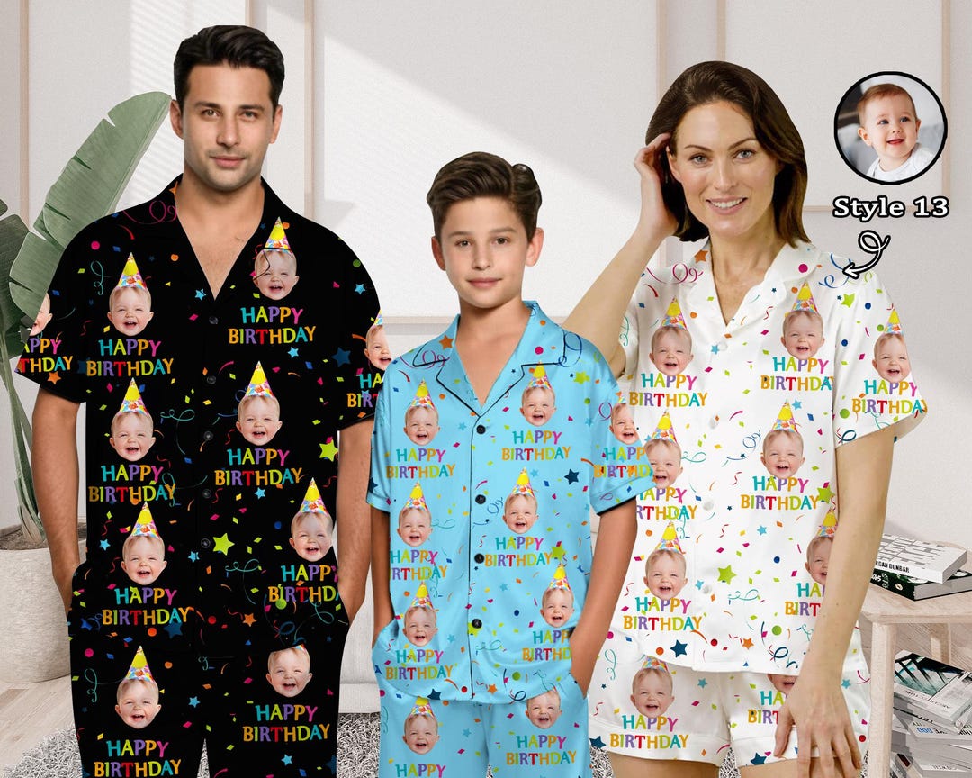 Custom Birthday Pajamas.family Pajamas Set,funny Face Pajamas,birthday ...