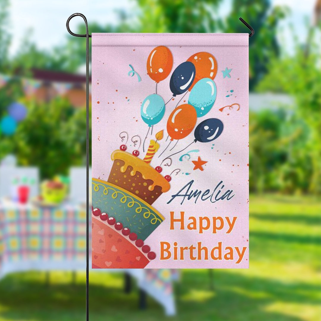 Happy Birthday Garden Flag,personalized Birthday Flag,birthday Party ...